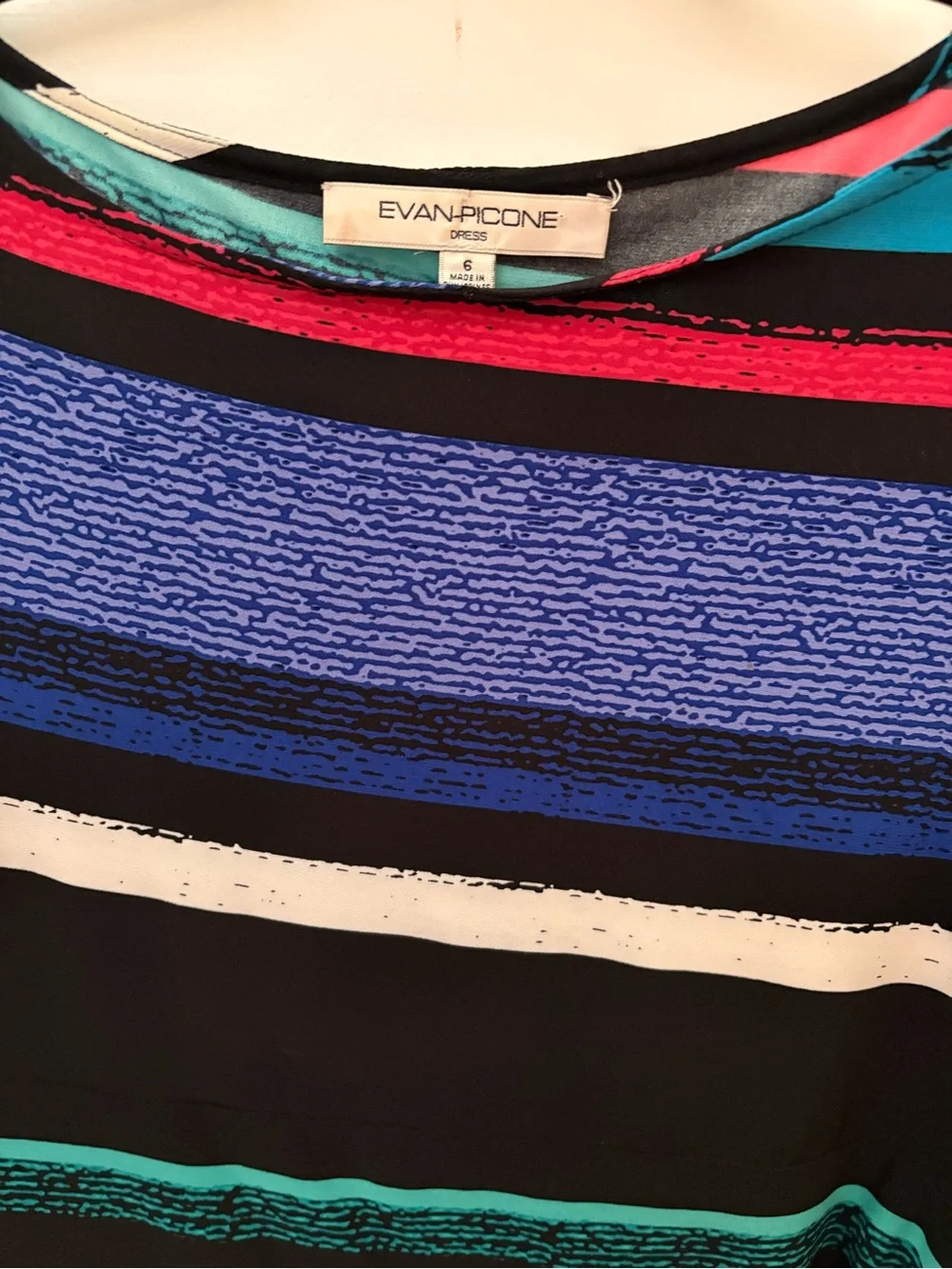 Evan Picone | Dresses | Evan Picone Black Midi Dress With Blue Teal Red ...